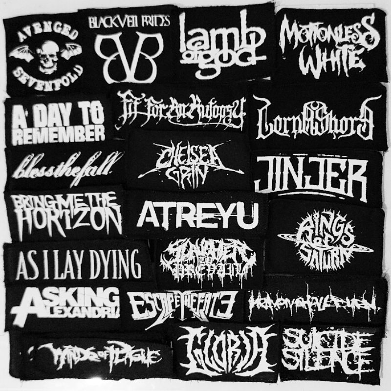 Patch Metalcore e Deathcore - Patches logo silk serigrafia | Shopee Brasil