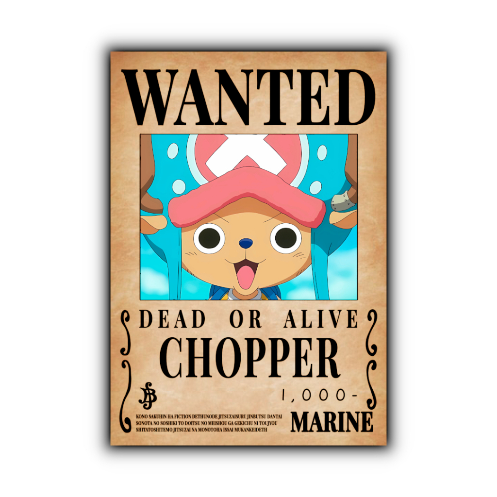 Placa Decorativa One Piece Chopper Wanted Recompensa Poster Coleção ...