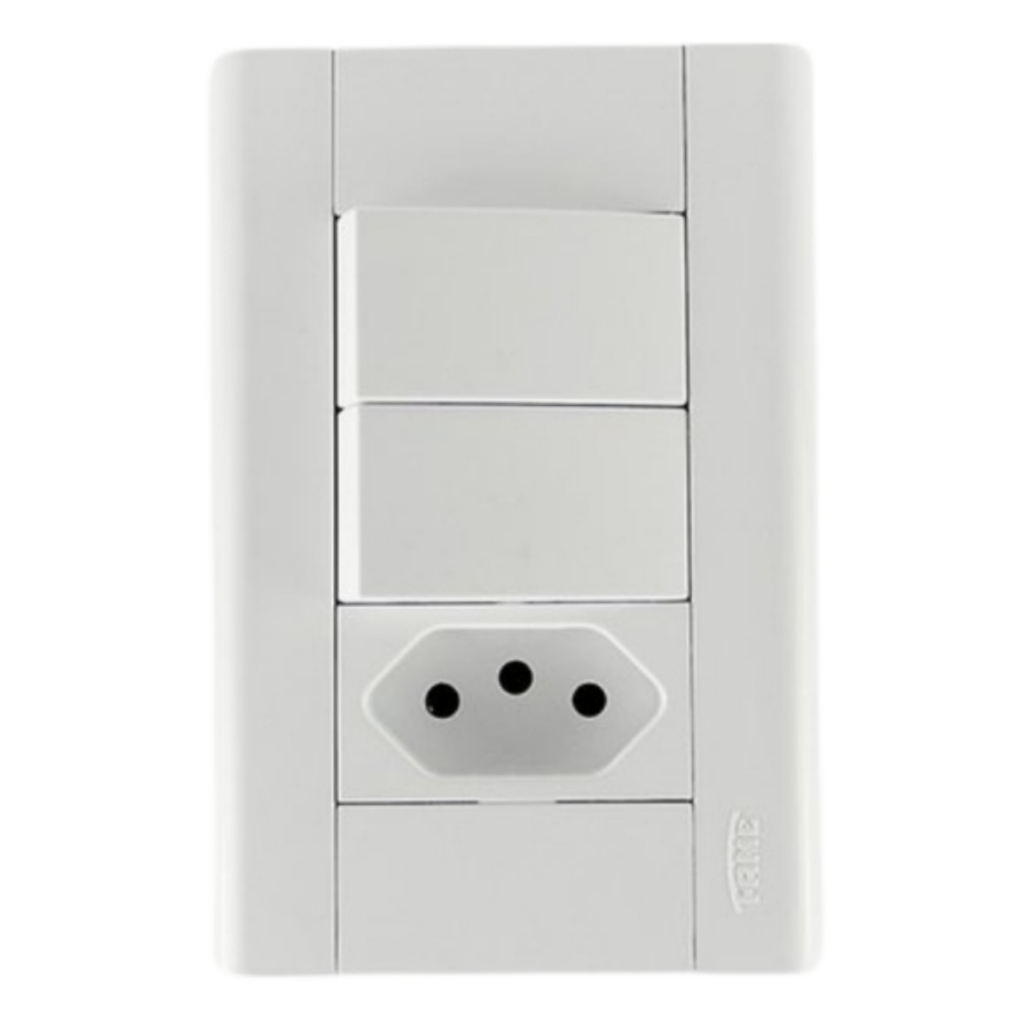 Tomada 10A e interruptor conjunto completo 4x2 Fame Modulare Selo do ...