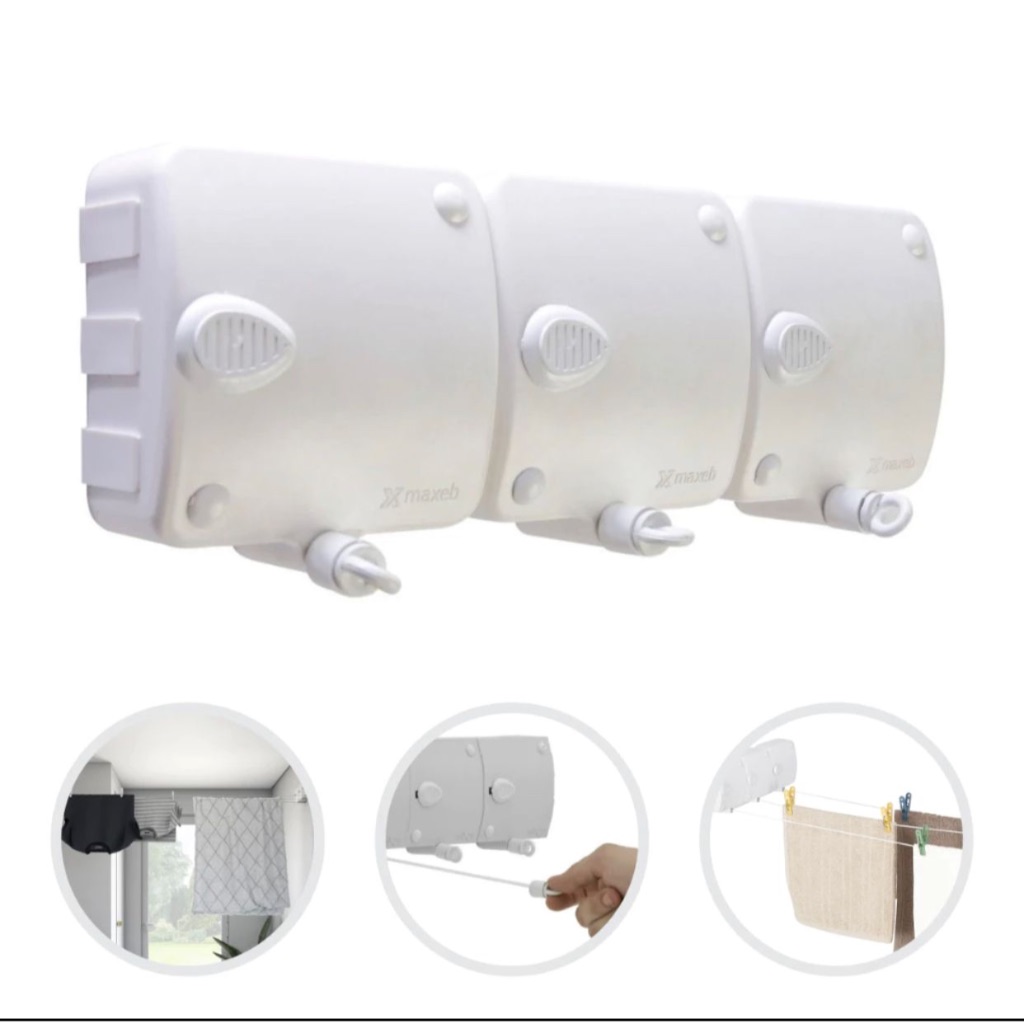 Varal Modular De Parede 3 Módulos 6 Metros Retrátil Maxeb | Shopee Brasil