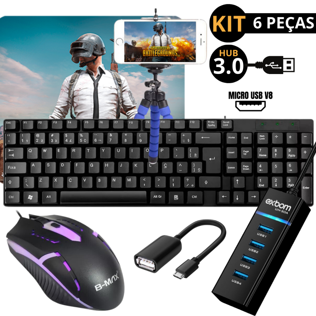 Kit Mobilador Gamer Completo Promoção Para Celular Com Teclado + Mouse ...