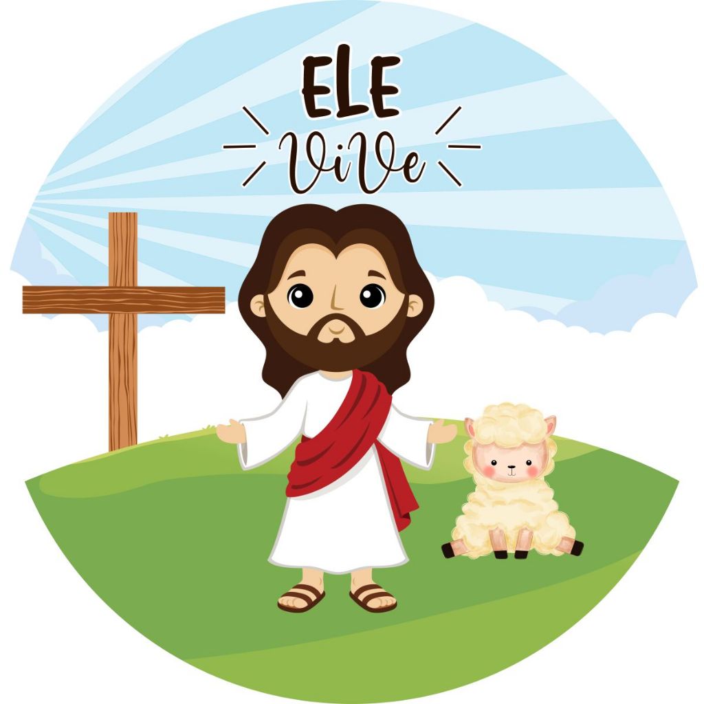 Painel Ele Vive Jesus, Redondo Microfibra Premium 150x150 C/ elástico ...