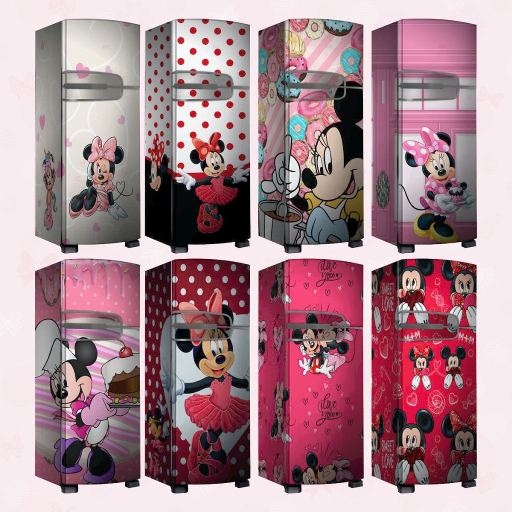 Adesivo Geladeira Minnie Mickey Completa Envelopamento Plotagem ...