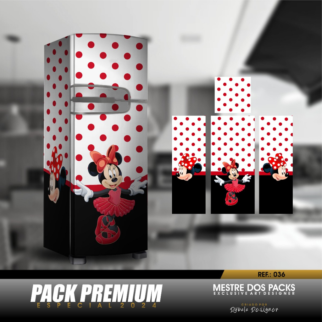 Adesivo Geladeira Minnie Mickey Completa Envelopamento Plotagem ...