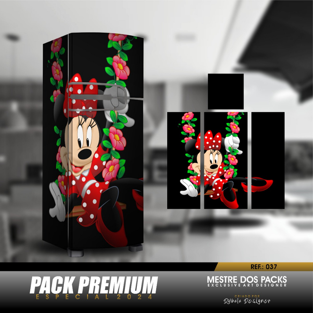 Adesivo Geladeira Minnie Mickey Completa Envelopamento Plotagem ...