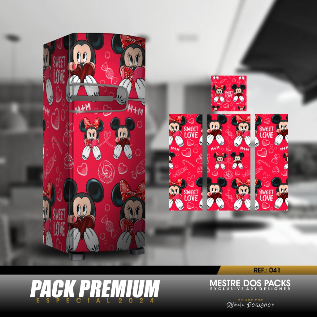Adesivo Geladeira Minnie Mickey Completa Envelopamento Plotagem ...