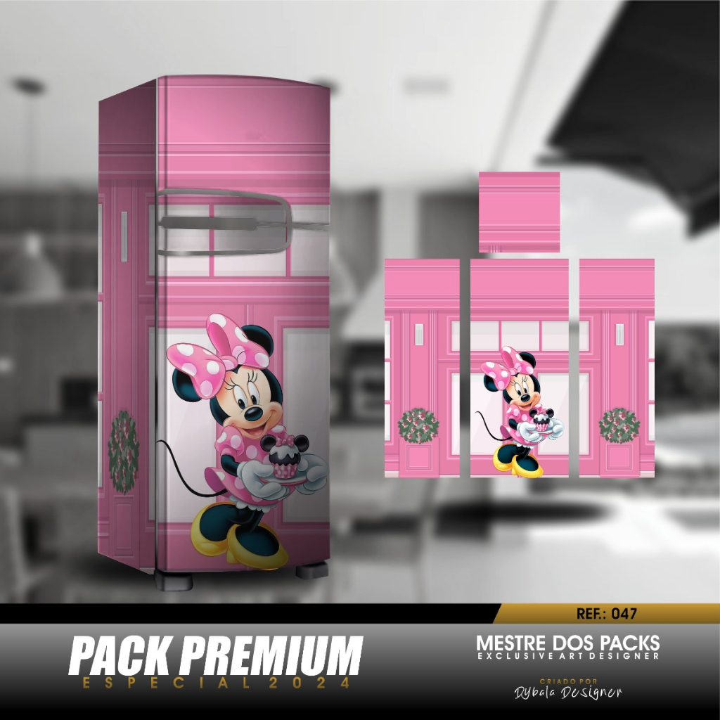 Adesivo Geladeira Minnie Mickey Completa Envelopamento Plotagem ...