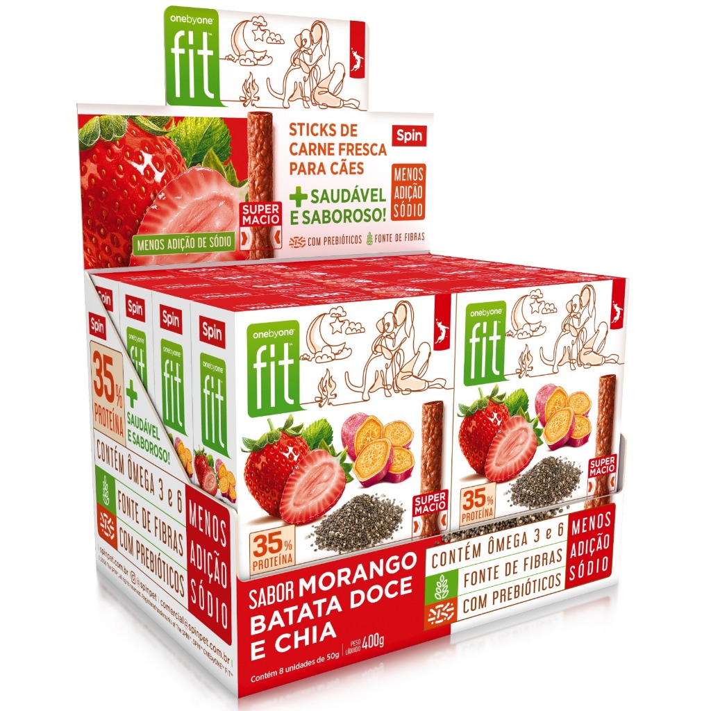 Petisco Para Cães Spin Fit Kit 8 Unidades Pet Bifinho Sabor Morango ...