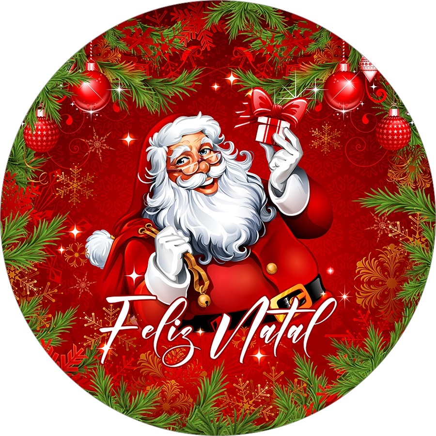 Painel redondo decorativo feliz natal papai noel para festas eventos ...