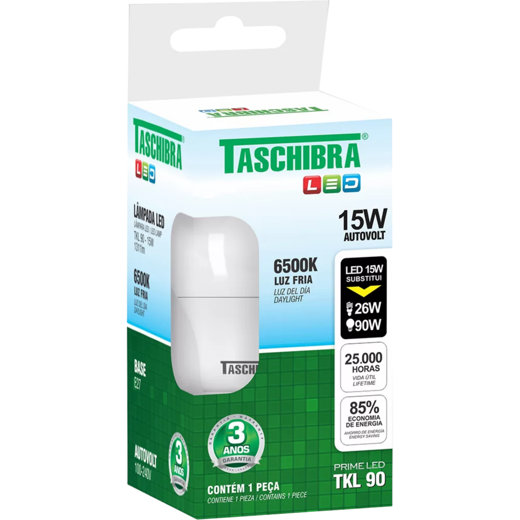 Kit 6 Lâmpadas Led Bulbo A60 Tkl 15w E27 Taschibra Bivolt 6500K Branco Frio | Shopee Brasil