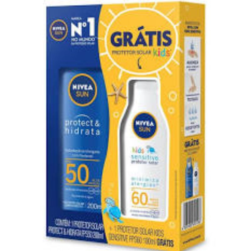 kit protetor solar Nívea corporal fator 50. 200ml. infantil fator 60 ...