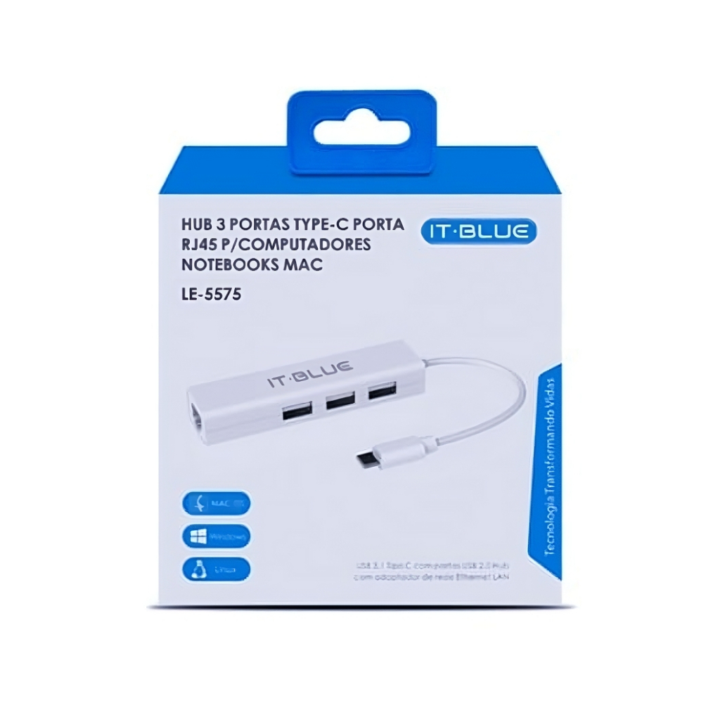 Hub 3 Portas Type-C Porta RJ45 P/ Computadores - LE-5575 | Shopee Brasil