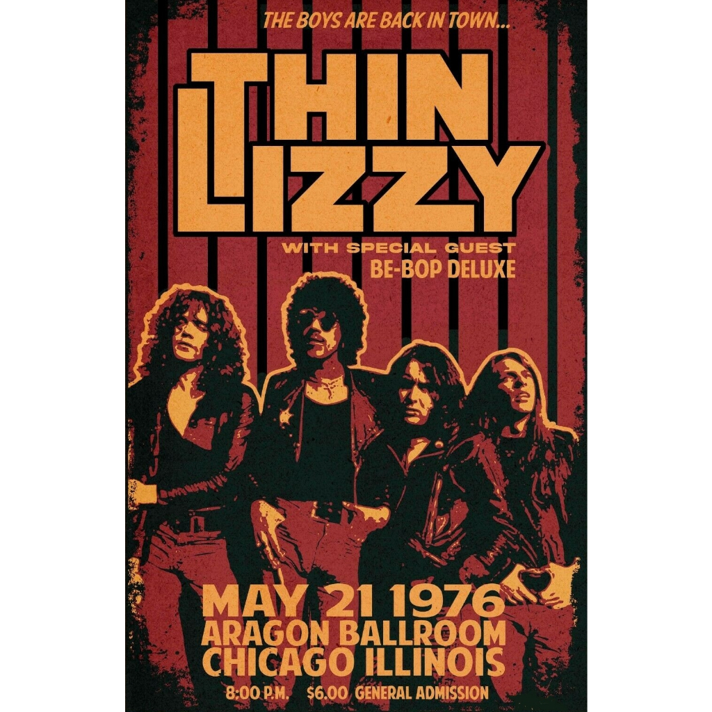 Poster Retrô - Thin Lizzy 1976 - Art & Decora - 33 Cm X 48 Cm | Shopee ...