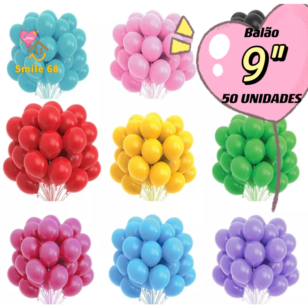 50 Unidades Balão Bexiga Liso 9 Polegadas Balões Bexigas Para Festas ...