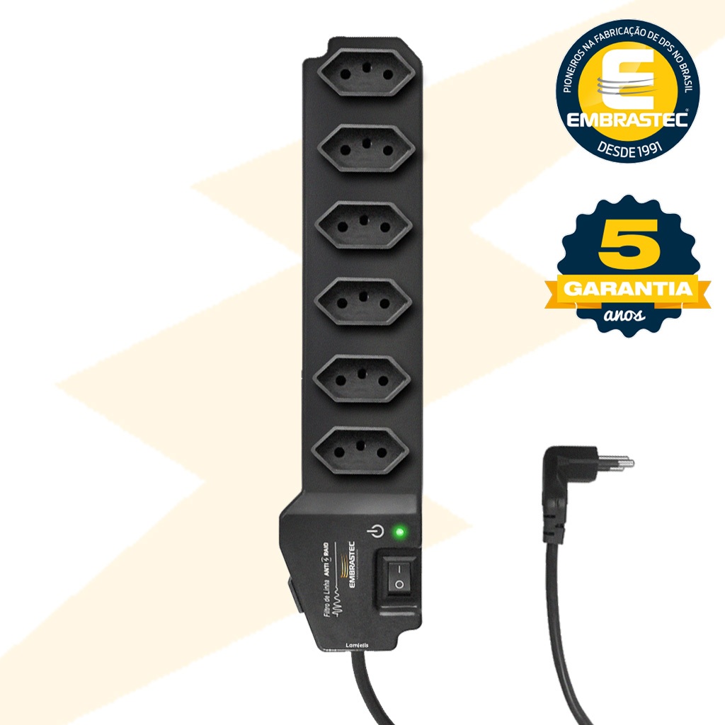 FILTRO DE LINHA RÉGUA DE TOMADAS de 6 TOMADAS tripolar 10 Amperes com fusível | Shopee Brasil