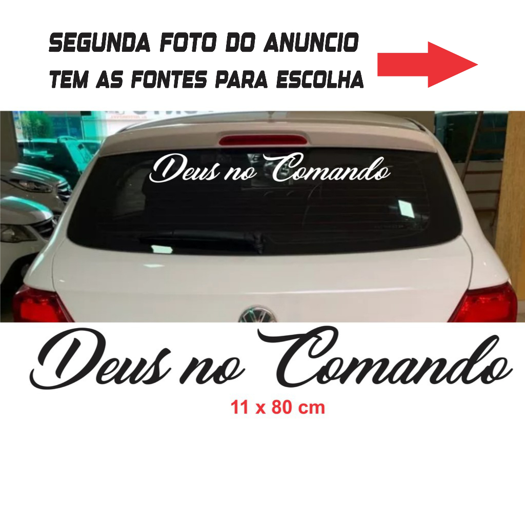Adesivo de frase Deus no Comando 80 cm ou 50 cm | Shopee Brasil