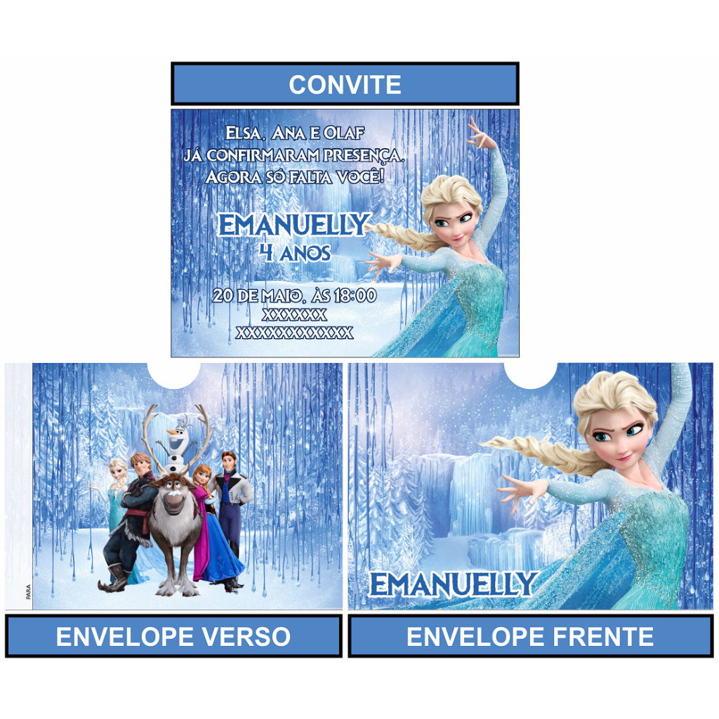 Convite Frozen Mais Envelope Frozen Personalizados | Shopee Brasil