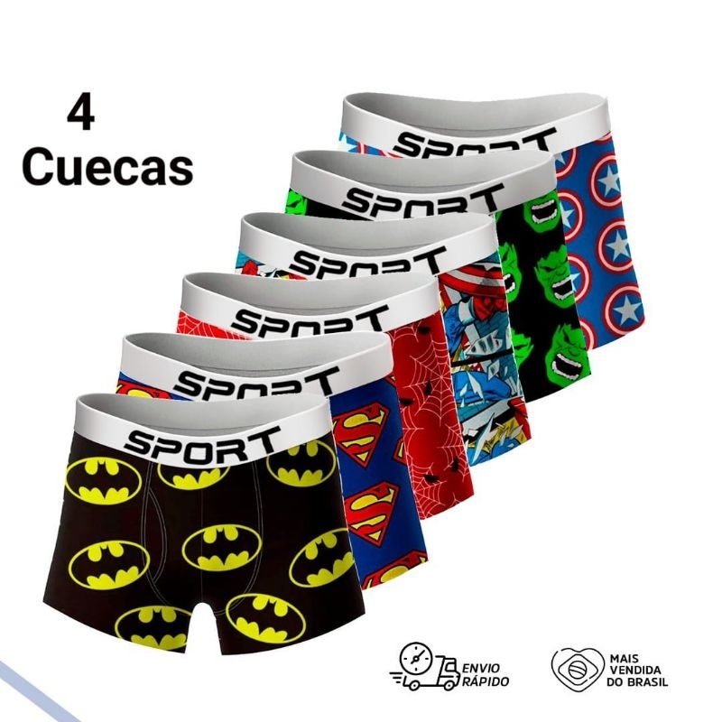 Cueca Boxer Infantil Box para Crianças Microfibra | Shopee Brasil