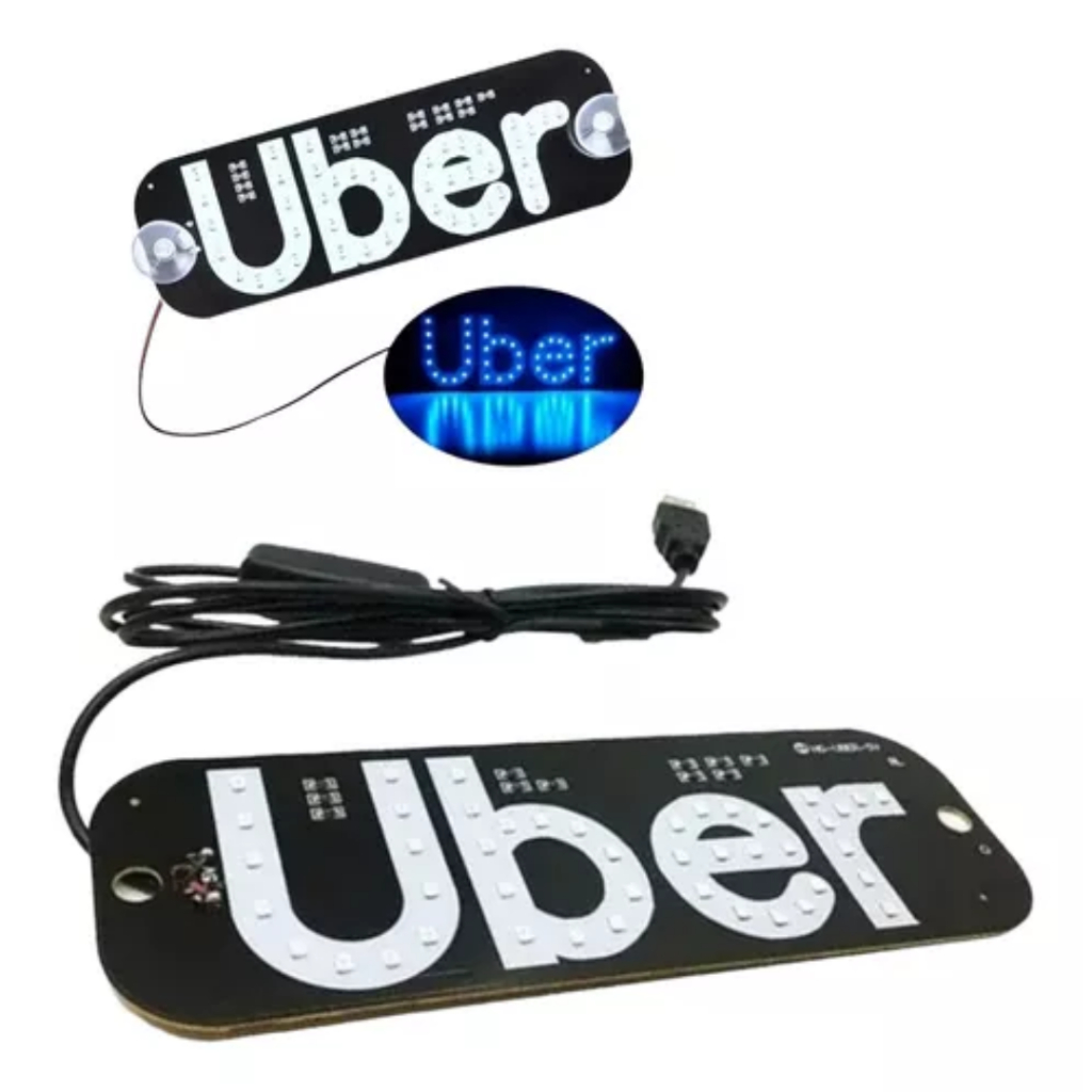 Placa Uber Led de Identificação Painel Letreiro Luminoso Vidro ...