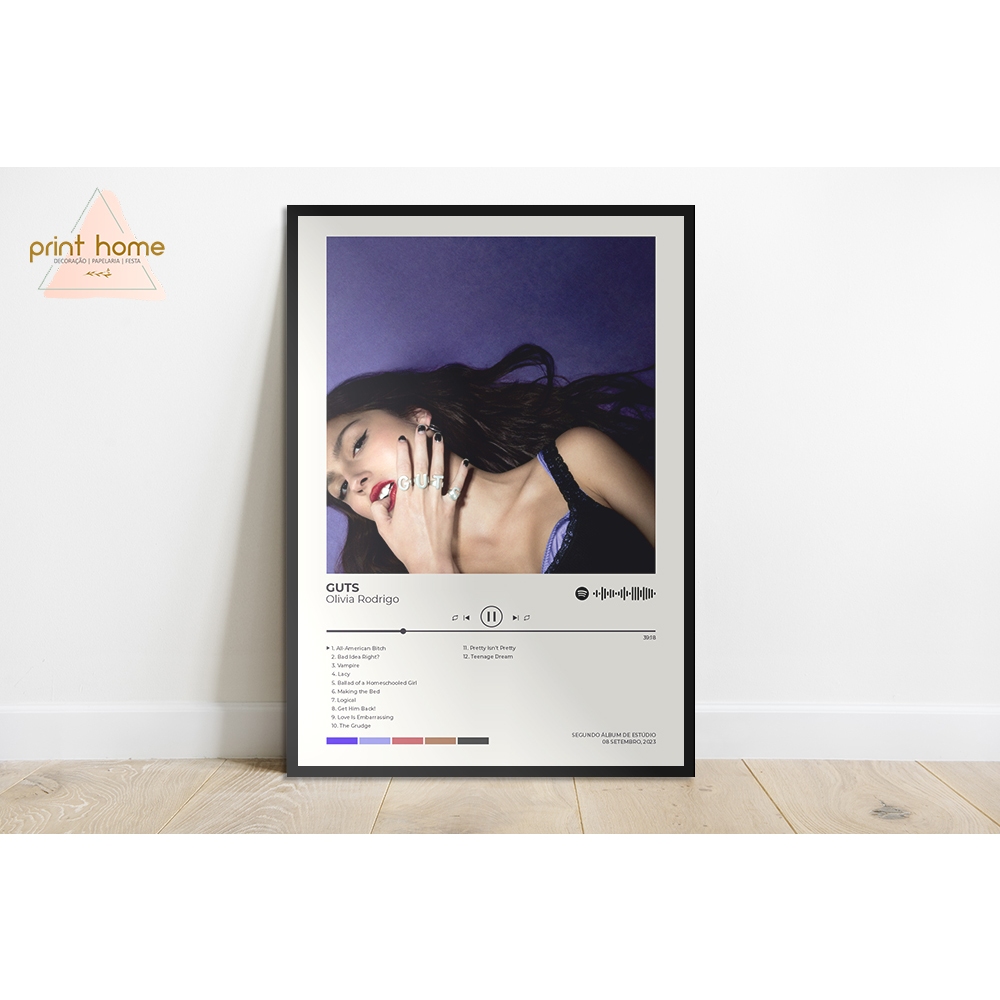 Quadro Placa MDF Spotify Album Olivia Rodrigo Guts | Shopee Brasil