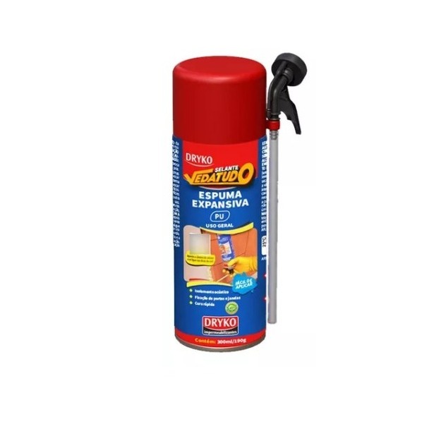 ESPUMA EXPANSIVA POLIURETANO VEDATUDO USO GERAL 300ML DRYKO | Shopee Brasil
