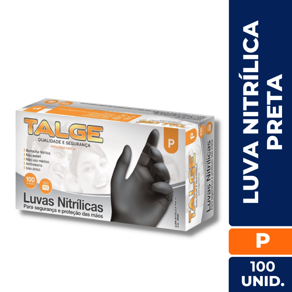 LUVA NITRILICA PRETA S/PO VARIOS TAMANHOS 100UN. | Shopee Brasil