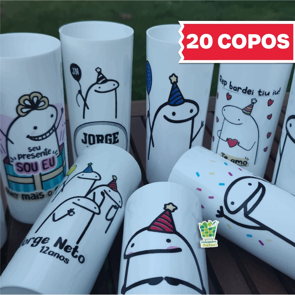 Copo Long Drink Personalizado Flork Meme Aniversário - Kit 20 copos ...