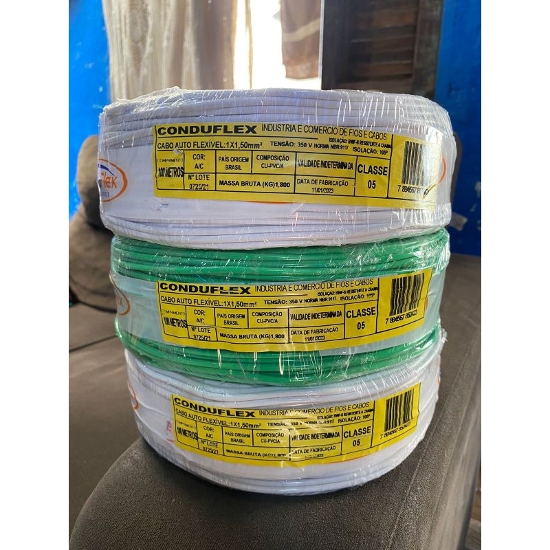 FIO ELÉTRICO FLEXÍVEL CONDUFLEX 1.50mm 100 Metros. | Shopee Brasil