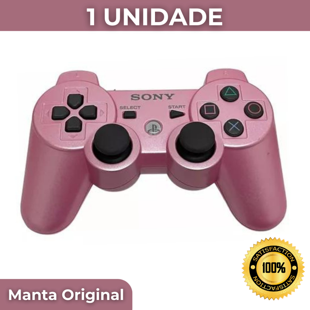 Controle de Ps3 Rosa Sem Fio + Cabo Carregador - Manta Original ...