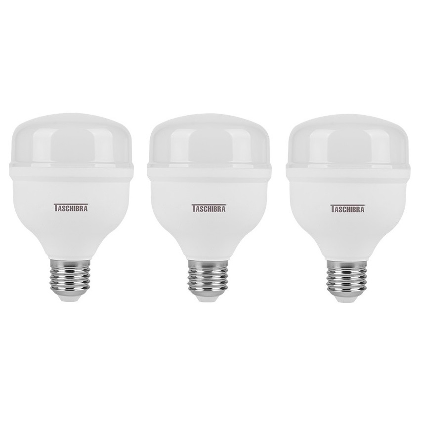 Kit 3 Lâmpadas Led Bulbo Alta Potência 20w E27 Bivolt Branco Frio Taschibra | Shopee Brasil