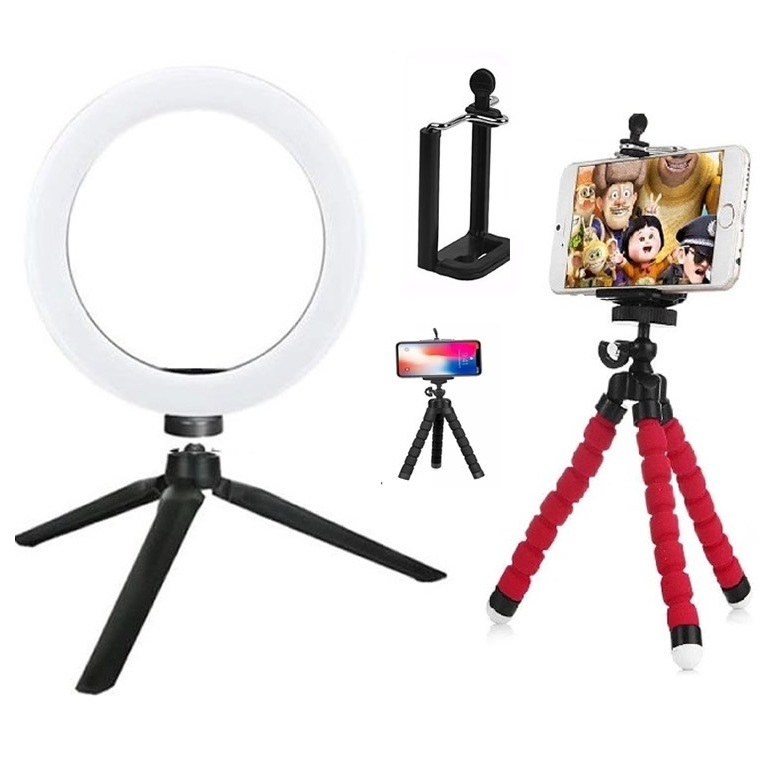 Kit SUPER BÁSICO para YouTubers, com Ring Light de 6 polegadas e Tripé Flexível | Shopee Brasil