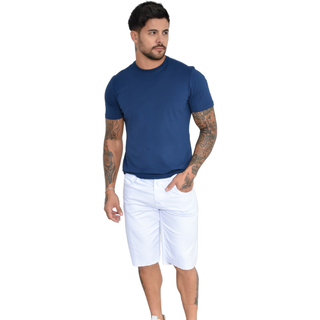bermuda branca masculina lisa conforto e estilo em promoção | Shopee Brasil