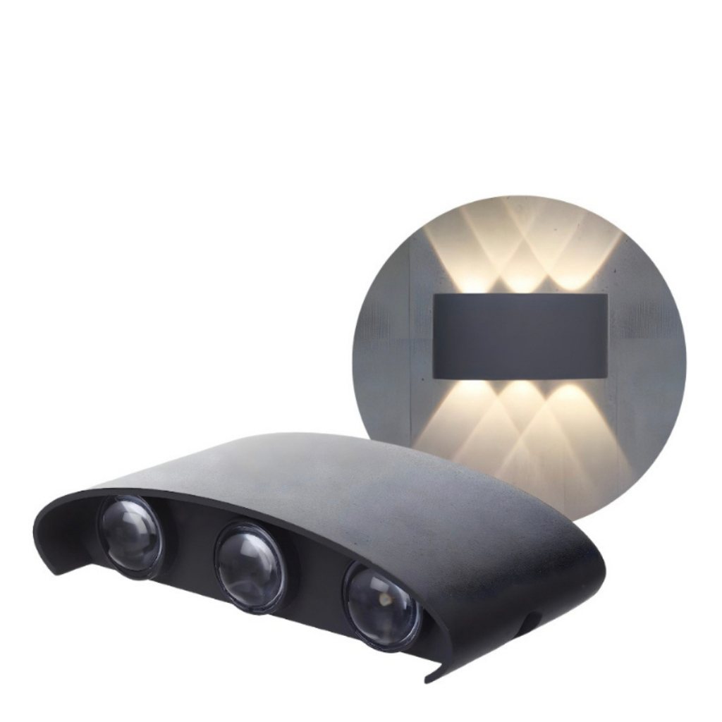 Arandela de Parede Luminária Area Interna Meia Lua 4/6/8w Fachos Cor Branco/Preta Led Branco ...