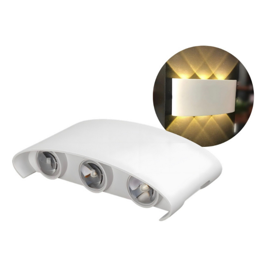 Arandela de Parede Luminária Area Interna Meia Lua 4/6/8w Fachos Cor Branco/Preta Led Branco ...