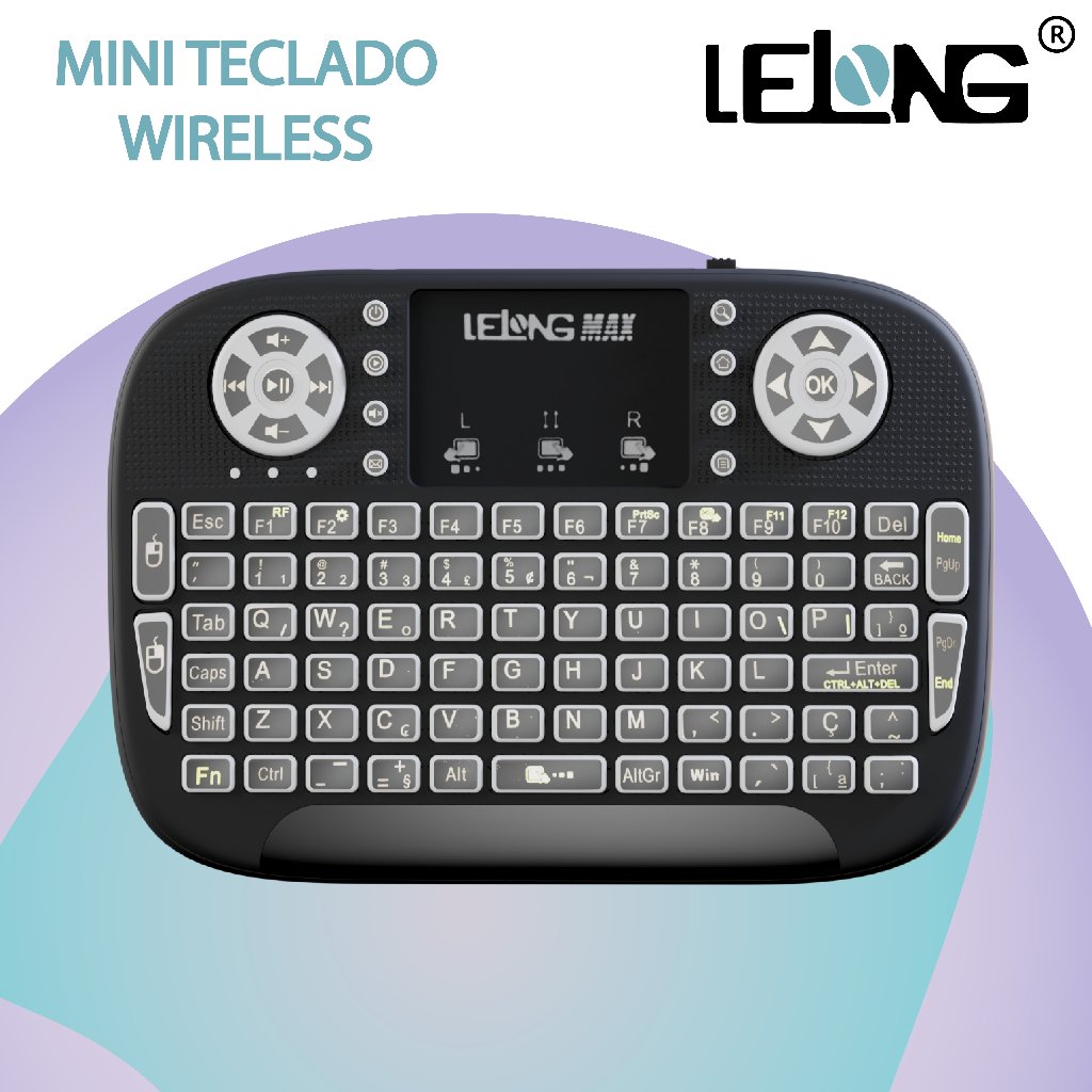 Teclado Sem Fio Controle Para TV Box⁄Smart⁄Pc Iluminado Luz LED ...
