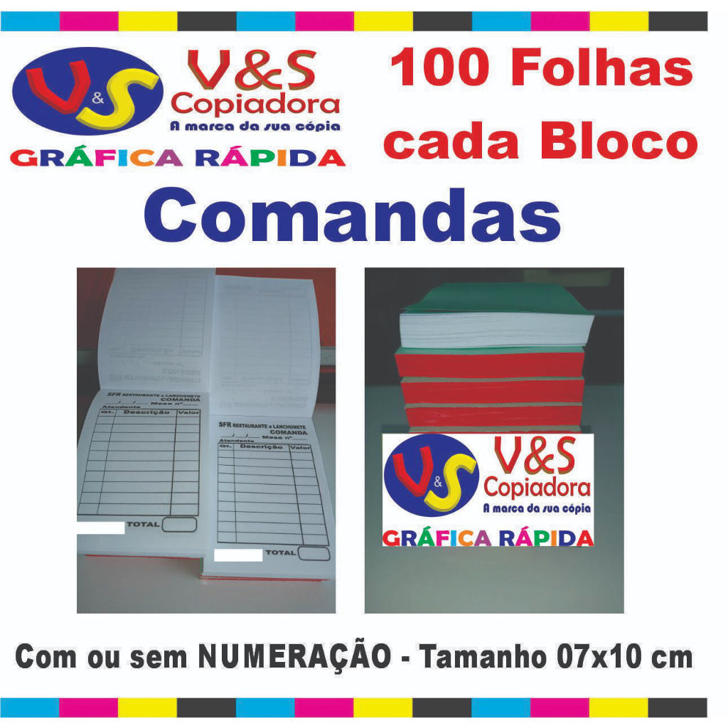 50 Blocos Comandas Personalizada com 100 Folhas Cada 7x10 | Shopee Brasil
