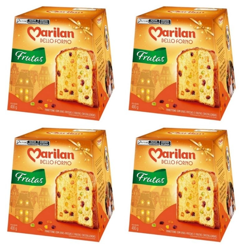 Panettone Marilan Frutas Kit Com 4 Unidades de 400g | Shopee Brasil
