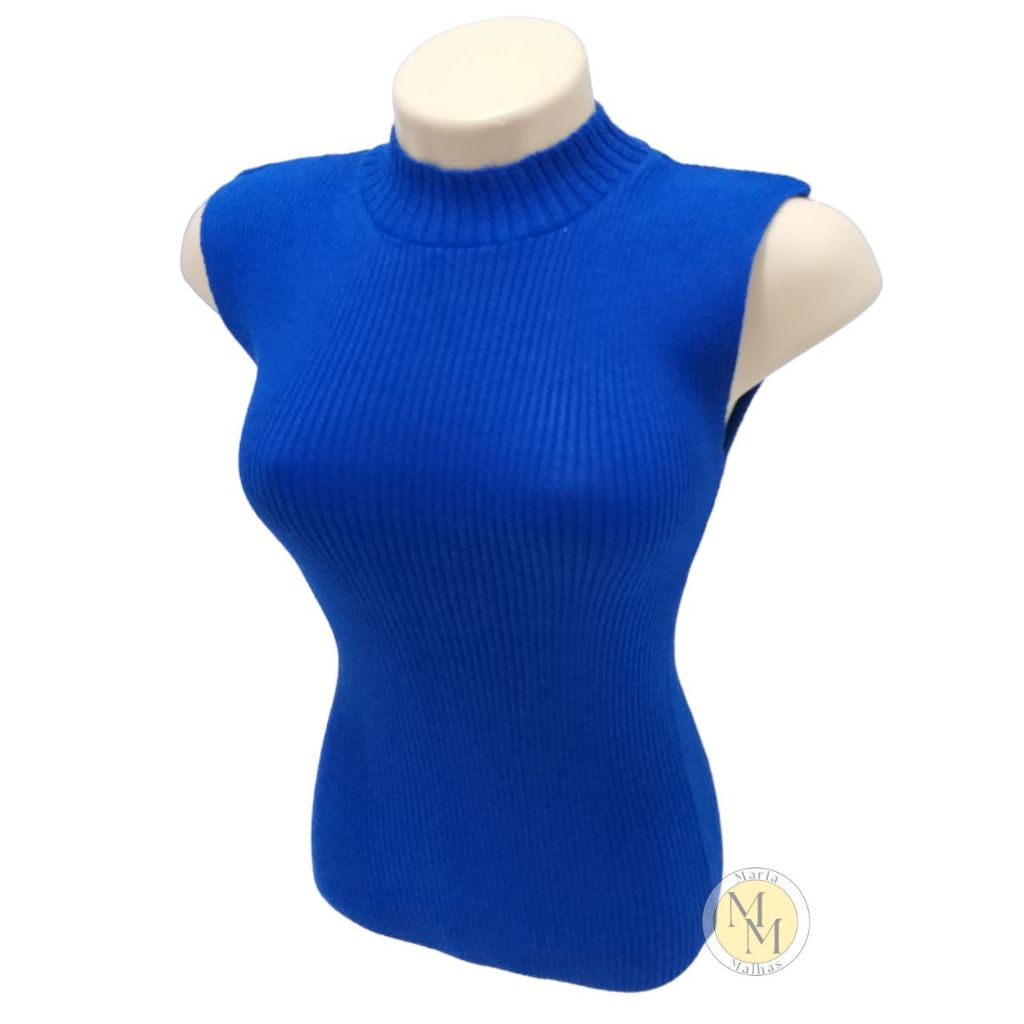 Blusa Garrafinha Gola Redonda Regata Canelada Moda Trico Feminina ...
