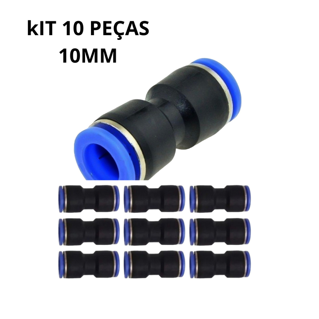 Conexão Pneumatica Uniao Reta Emenda Push-in Mangueira PU Rodoar Caminhao Suspensão a Ar Agua ...