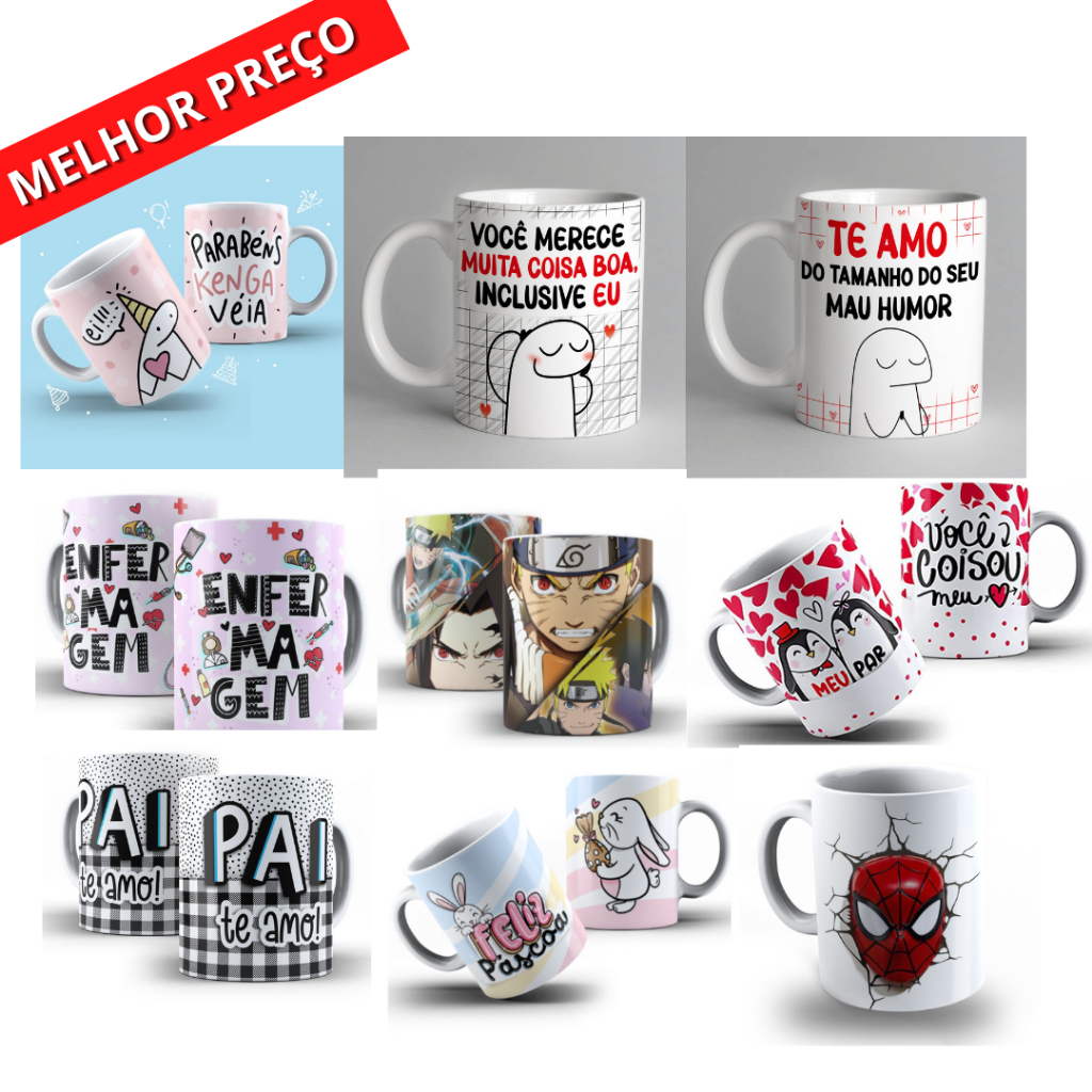 Caneca Personalizada Temas Variados Flork, Naruto, Namorados, Dia das ...