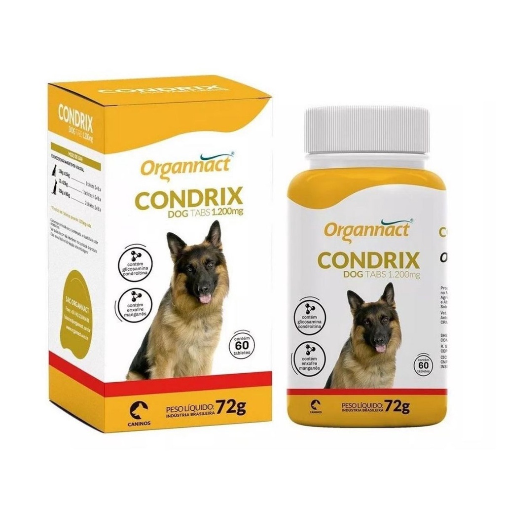 Condrix Dog Tabs com 60 Tabletes 1200 Mg Organnact - 72 g | Shopee Brasil