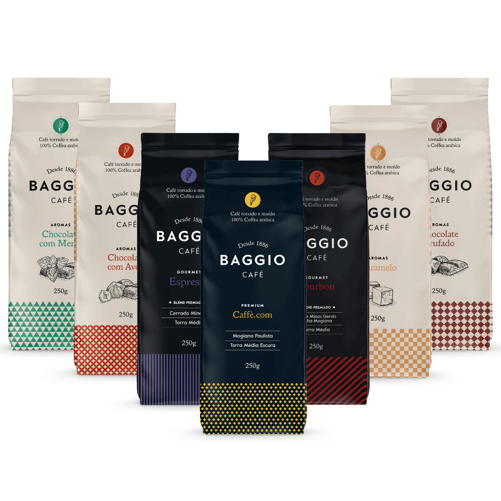Café Baggio Torrado e Moído Pacote 250g Aromas Gourmet | Shopee Brasil