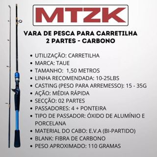 Kit Vara De Pesca Fibra Carbono e Carretilha 17+1 Rolamentos Reforçada ...