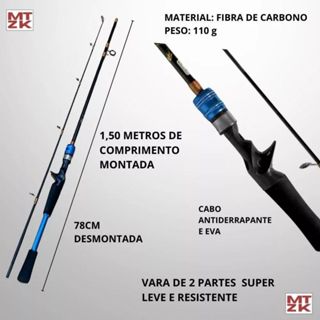 Kit Vara De Pesca Fibra Carbono e Carretilha 17+1 Rolamentos Reforçada ...