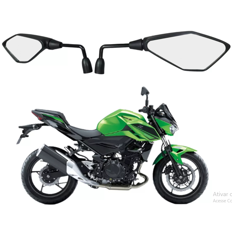 Retrovisor Kawasaki Z400 Haste Longa 90º Lente Plana Prata | Shopee Brasil