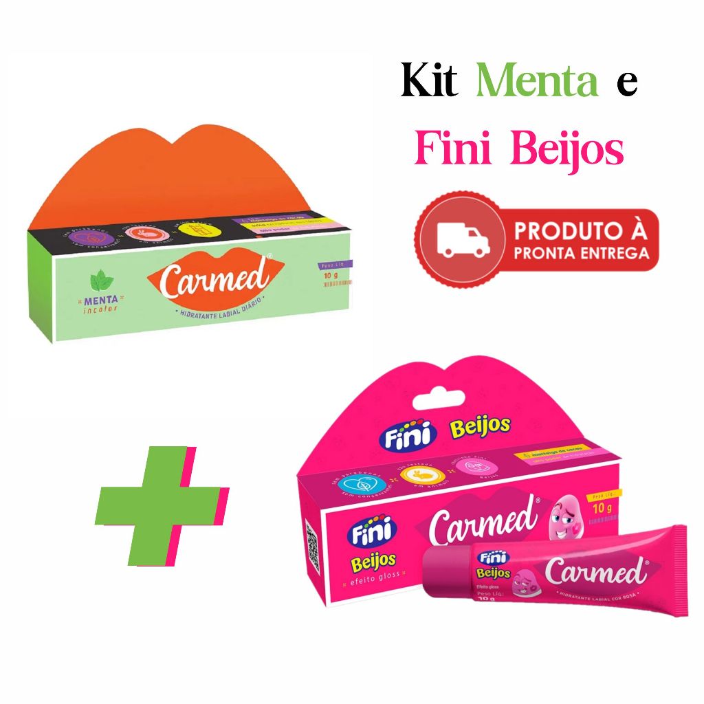 Kit c/2 Hidratantes Labiais Carmed Sabores: Menta + Fini Beijos 10g ...