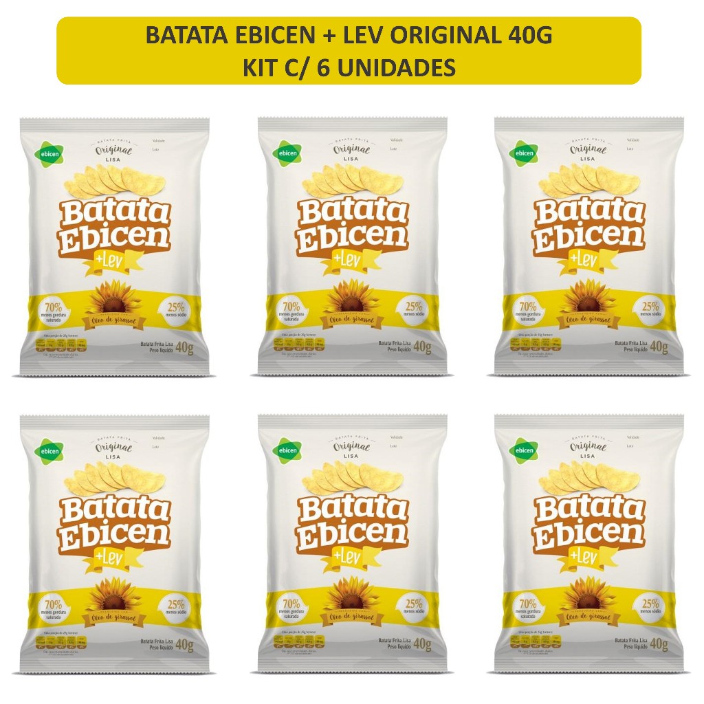 Batata Ebicen + Lev Original 40g - kit c/ 6 unds | Shopee Brasil