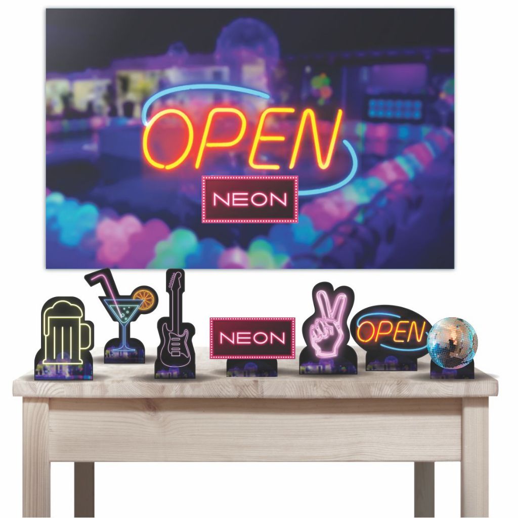 Kit festa Balada Neon com Painel + Display de mesa em MDF | Shopee Brasil