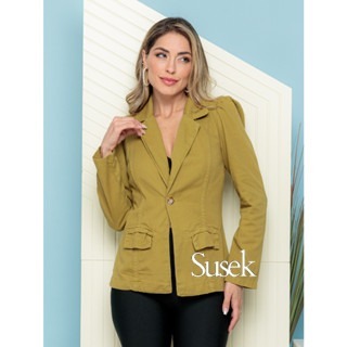 Susek Modas Blazer Jeans Tingido 6201 | Shopee Brasil