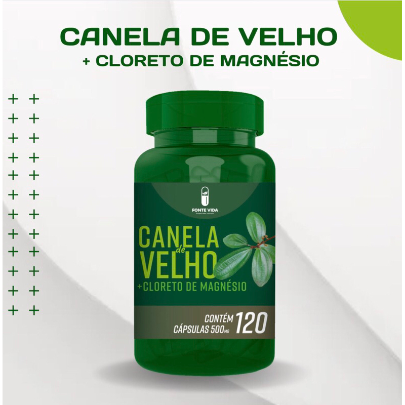 CANELA DE VELHO + CLORETO DE MAGNÉSIO 500MG 120 Cápsulas FONTE VIDA | Shopee Brasil
